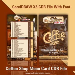 Coffee Shop Menu Card CDR File » Cdrelements.com