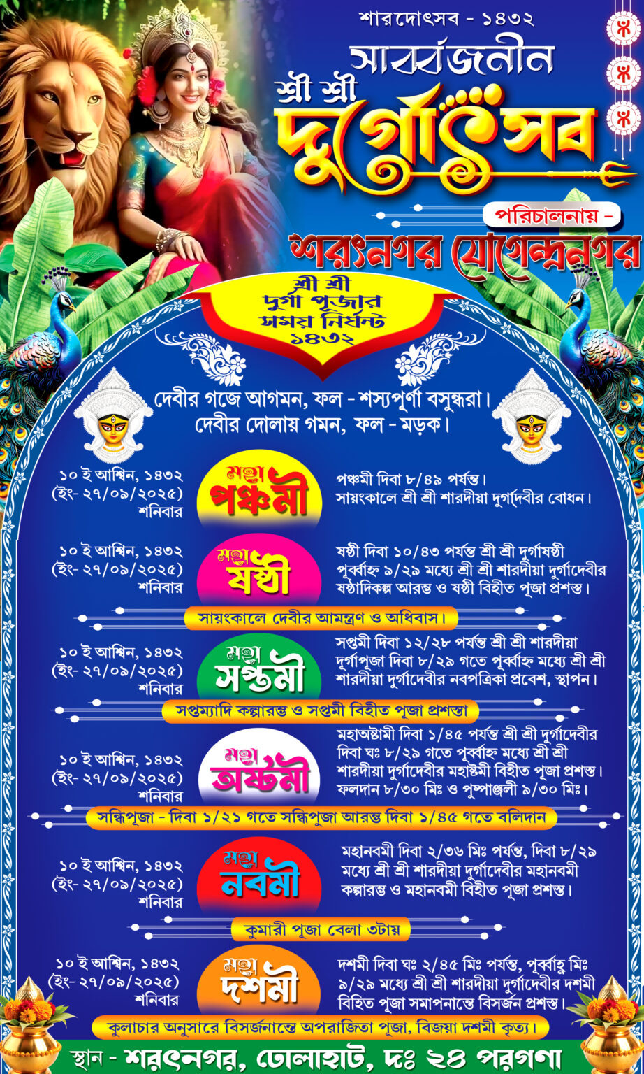 New Durga Puja Nirghanta Banner Design PSD 3×5 No.- 235 » Cdrelements.com