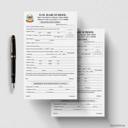 SCHOOL REGISTRATION FORM/ ADMISSION FORM DESIGN CDR FILE » Cdrelements.com