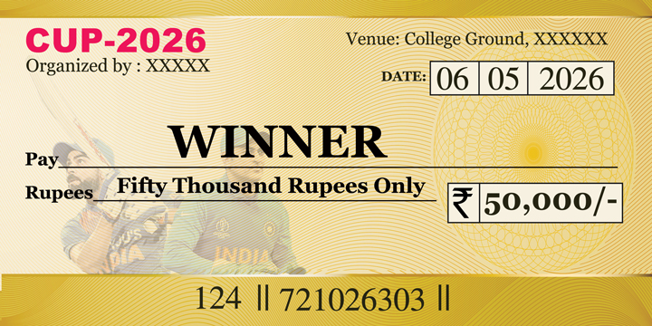 Cheque Template For Cricket PSD » Cdrelements.com