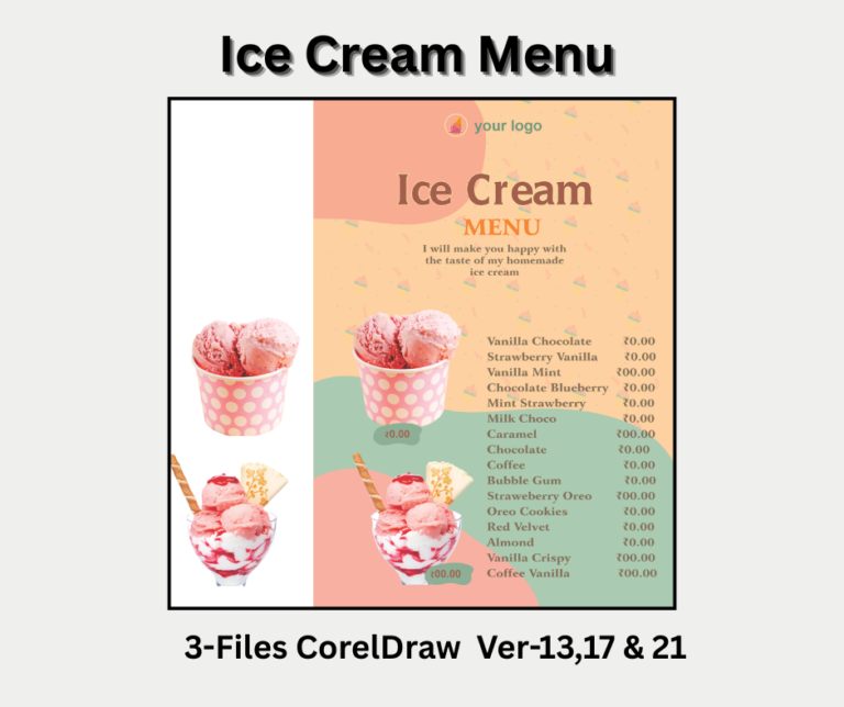 Ice Cream Menu Card CDR File » Cdrelements.com